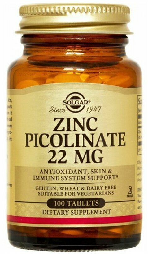 Solgar Zinc Picolinate 22 mg 100 Tab
