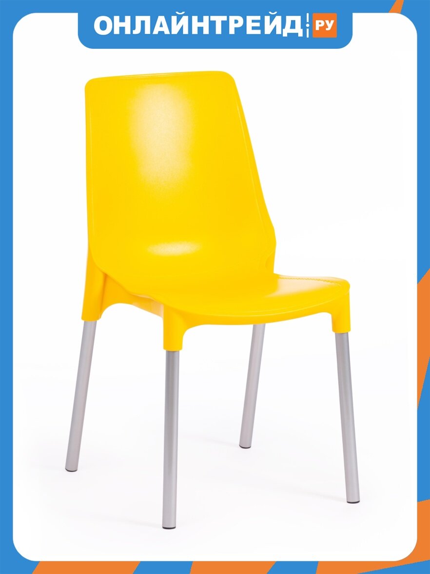 Стул Tetchair Стул GENIUS (mod 75) металл/пластик, 46x56x84cм, желтый/ножки хром 4 в 2 уп.