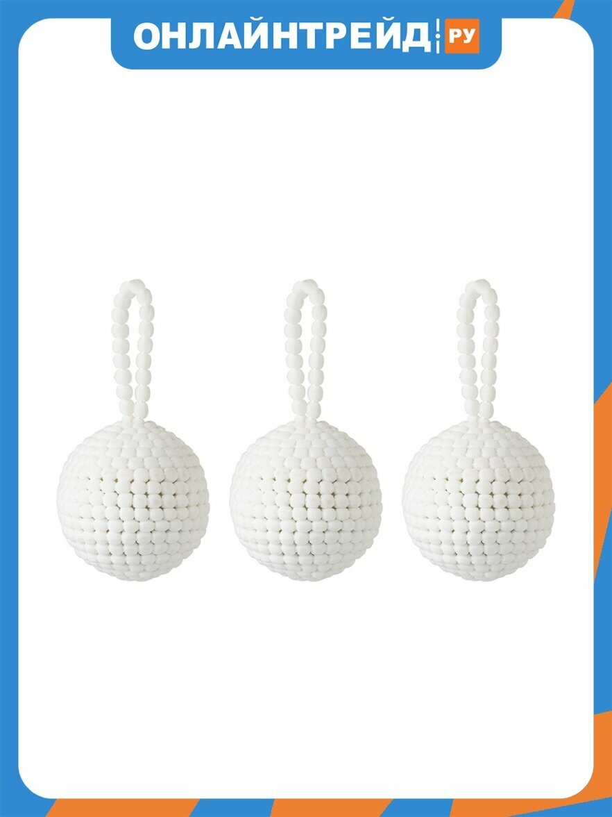 Шары елочные Tkano Fluffy white из коллекции New Year Essential, 3 шт.