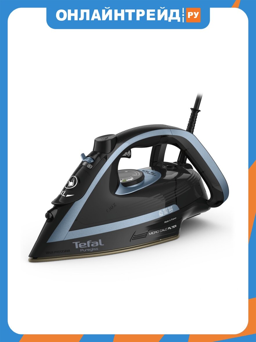 Утюг Tefal Puregliss FV8R67F1, черный/ синий