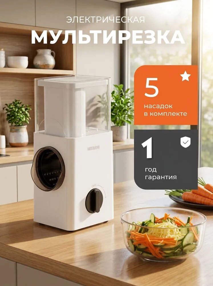 Овощерезка электрическая 5 в 1 мультирезка для овощей и фруктов, электрическая тёрка шинковка для кухни
