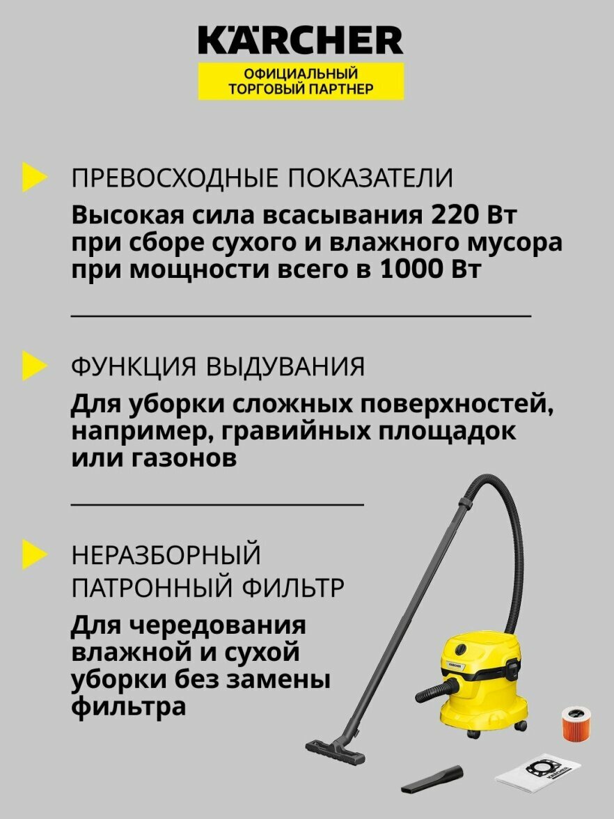 Пылесос Karcher WD 2 Plus V-12/6/18/C — фото 1