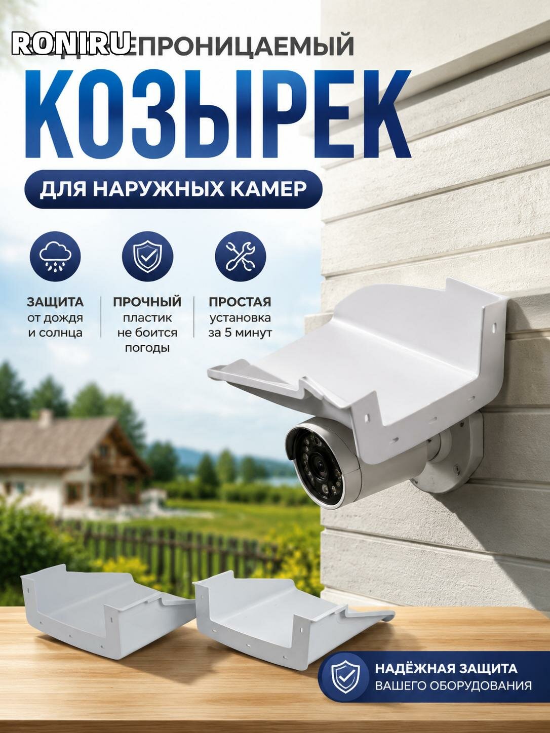 Водонепроницаемый козырек для наружных камер — белый пластиковый навес от дождя и солнца, простая установка
