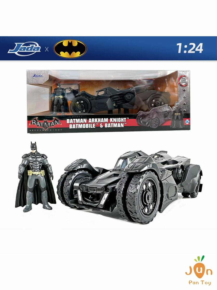 Jada Toys Batman Arkham Knight suit JD98037 / масштаб 1:24, металлическая модель автомобиля, отлитая под давлением, с куклой Бэтмена, коллекционный подарок для мальчика на день рождения