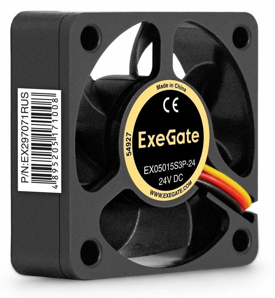 Корпусный вентилятор ExeGate EX297071RUS Вентилятор 24В DC EX05015S3P-24 (50x50x15 мм, Sleeve bearing (подшипник скольжения), 3pin, 7000RMP, 36,8dBA)