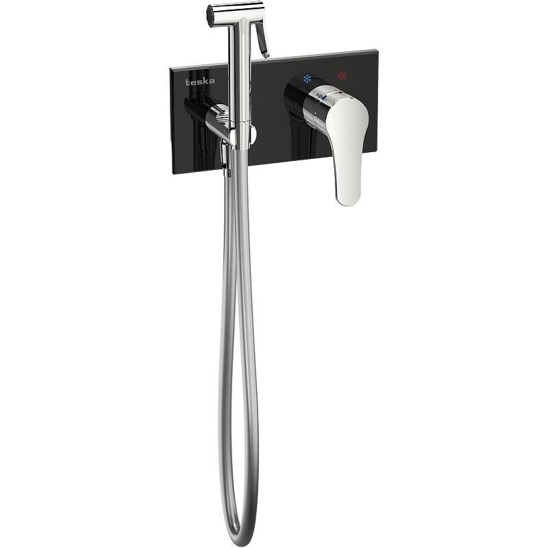 Гигиенический душ со смесителем Teska Elsa BTK6420B Хром Черное стекло