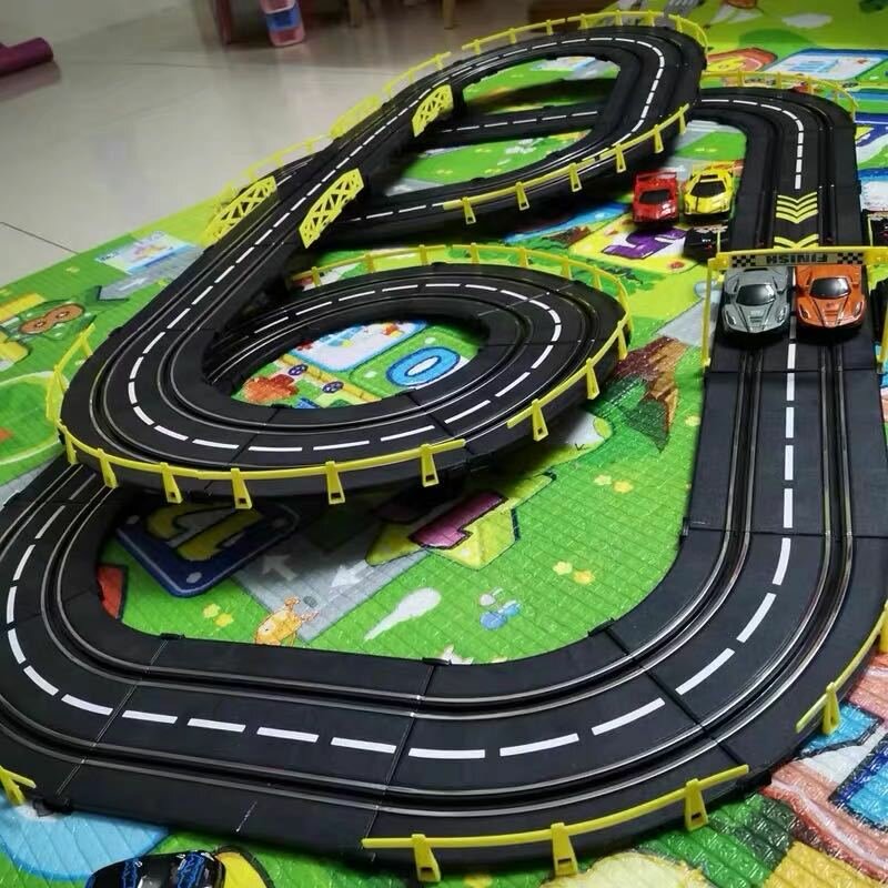 Игрушки для трековых гонок, детский двухместный большой трековый электрический автомобиль с дистанционным управлением, 7,2-метровая трасса, 2 машины