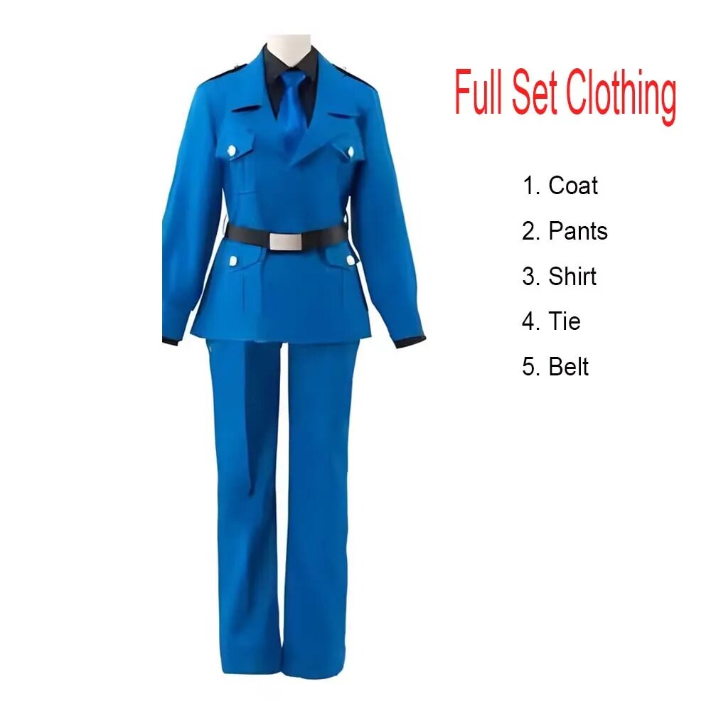 Костюм APH Hetalia North Italy Feliciano Vargas для взрослых синего цвета Синий, XXL, Only Costume