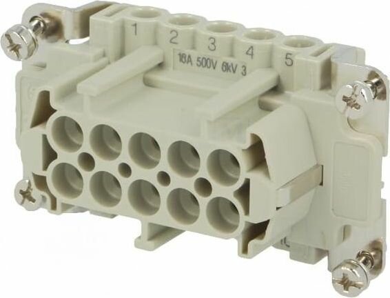 Разъем HDC ILME CNEF 10 T (CNEF10T) питания промышленный "мама" коннектор PIN 10 конфигурация выводов 10+PE размер 57.27 16А 500В адаптер гнездо с защ