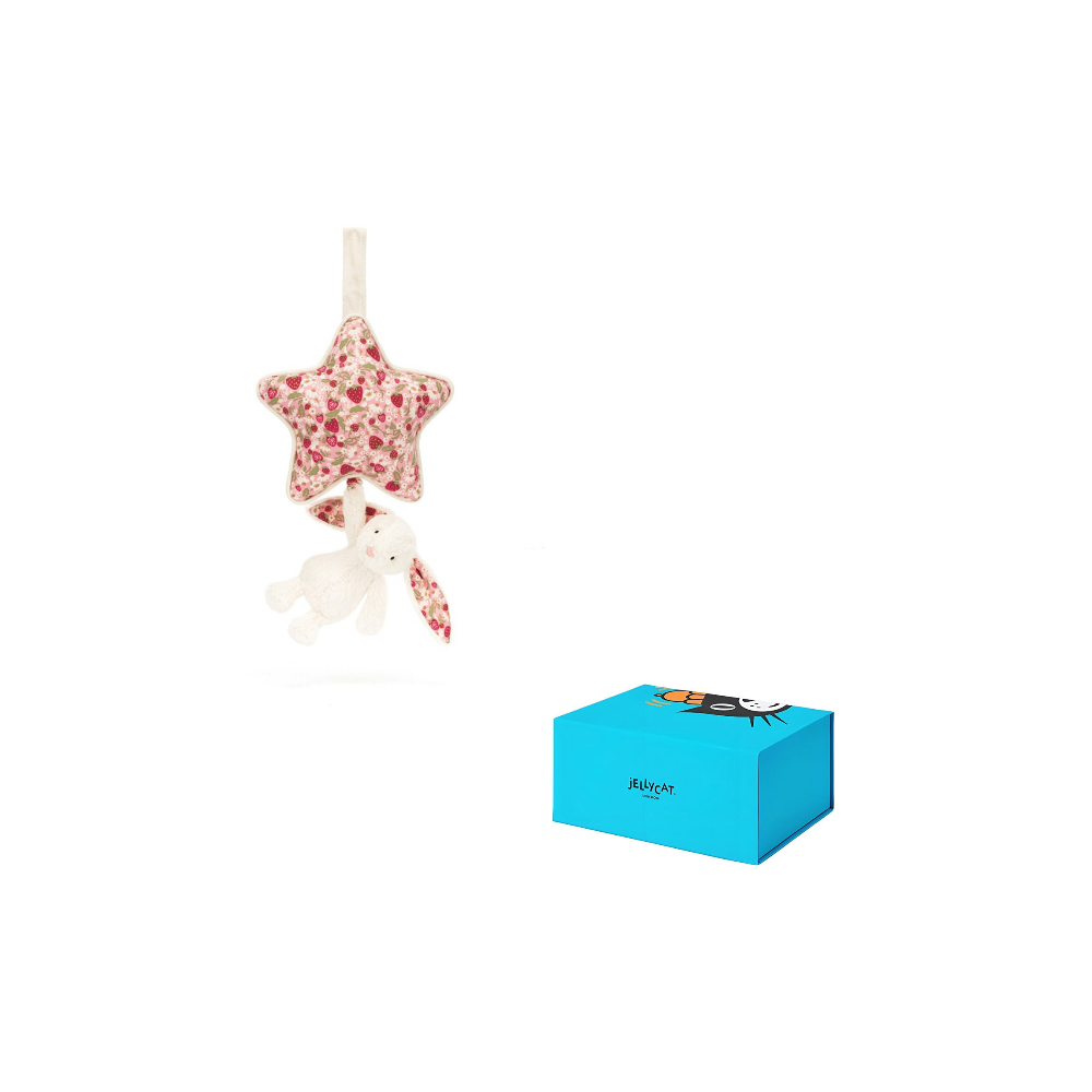 JELLYCAT Кролик Клубничный Crinkle Кролик Музыкальная коробка с нажимным кольцом Кукла Плюшевый Украшение