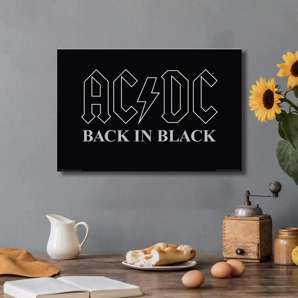 ACDC Back In Black постер 20x30см, без рамки, черный