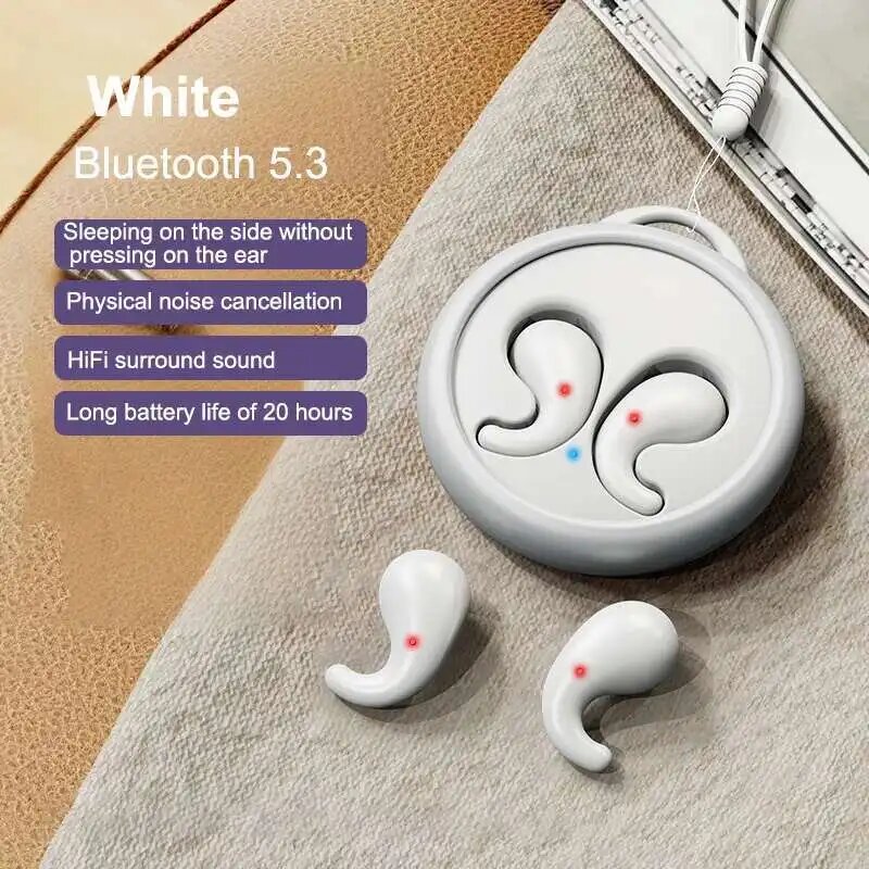 Белые беспроводные наушники Bluetooth 5.3 для сна