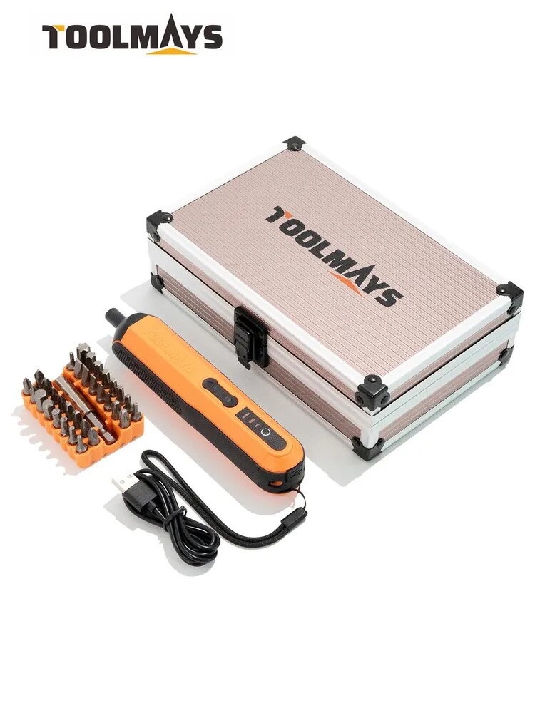 TOOLMAYS Набор электрических отверток с подсветкой, зарядкой Type-C, 32 биты, Лучший выбор для домашнего использования и подарков