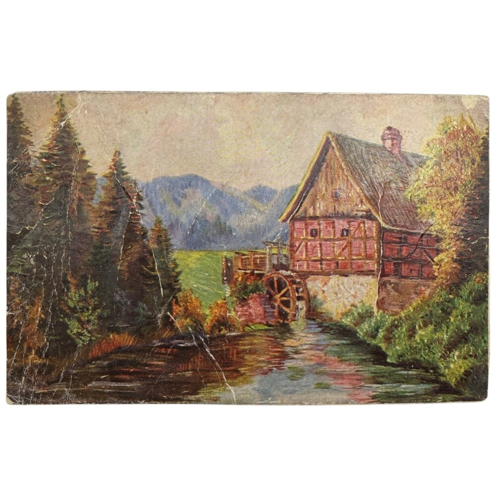 Почтовая открытка "Старая водяная мельница в горах" 1900-1917 гг. Германская Империя