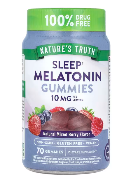 Nature's Truth, жевательные таблетки с мелатонином для сна, натуральный ягодный вкус, 70 жевательных таблеток (5 мг в 1 таблетке)