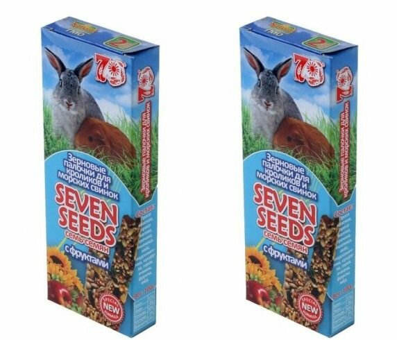 SEVEN SEEDS Лакомство для кроликов и морских свинок Палочки, с фруктами, 2 штуки, 2 уп