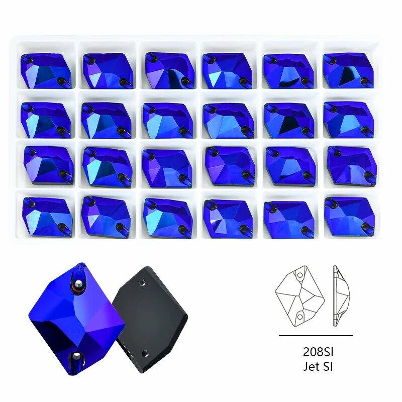 Стразы BOBOHOO Cosmic Glass Crystal AB Moonlight для пришивания Синий, 10x14mm--28pcs, 280SI Jet SI