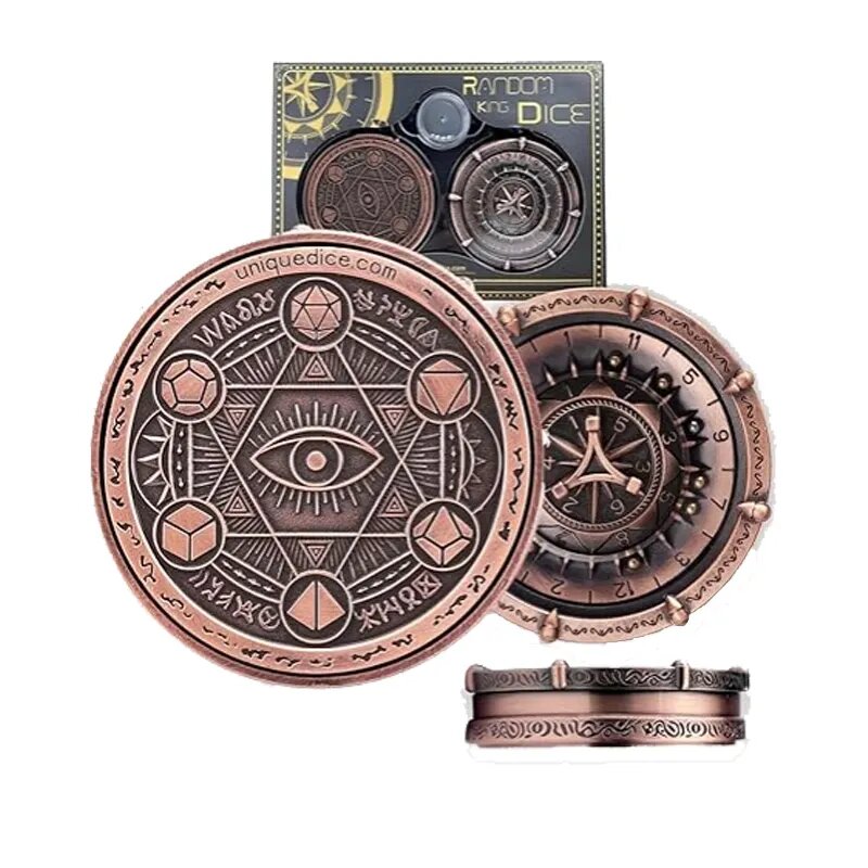 Набор металлических игральных костей Random King Dice Spinner 7 в 2 с Dual-Spin колесами Уникальный спиннер для ДнД Подарок для D&D, Warhammer, НРИ Цинковый сплав