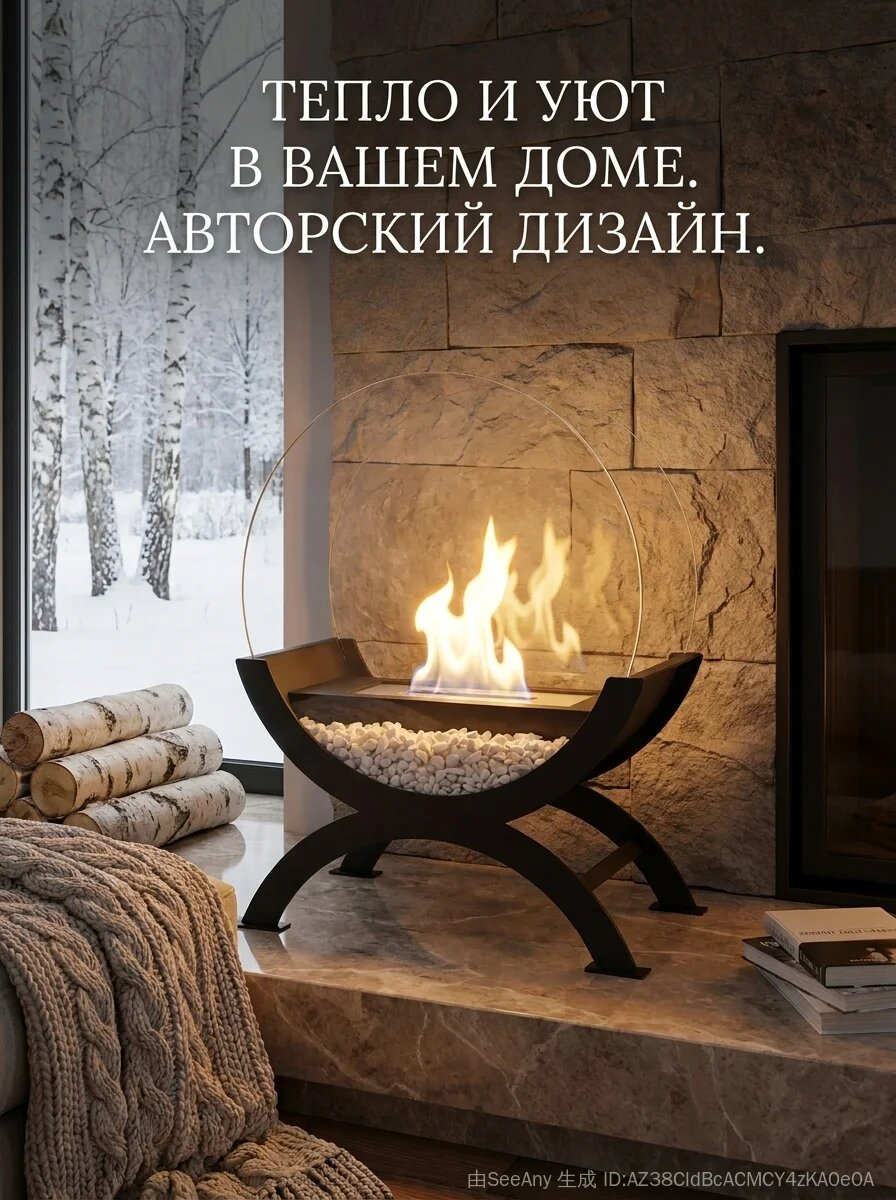 Биокамин напольный и настольный, работает на этаноле, регулируемое пламя, комплект с камнями и стеклами, 21×16×12 см