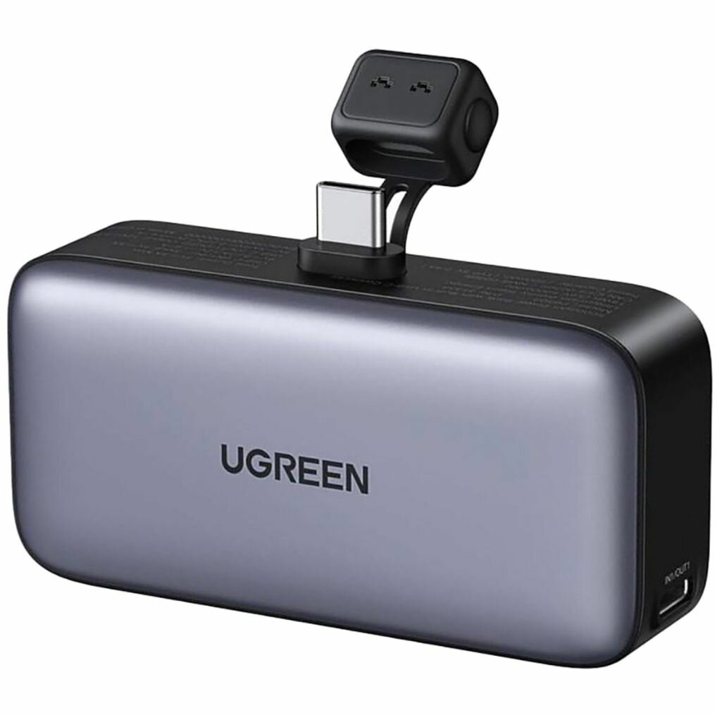 Внешний аккумулятор UGREEN PB503 (35338) 5000mAh Mini Power Bank PD 20W, USB C серый/Повербанк