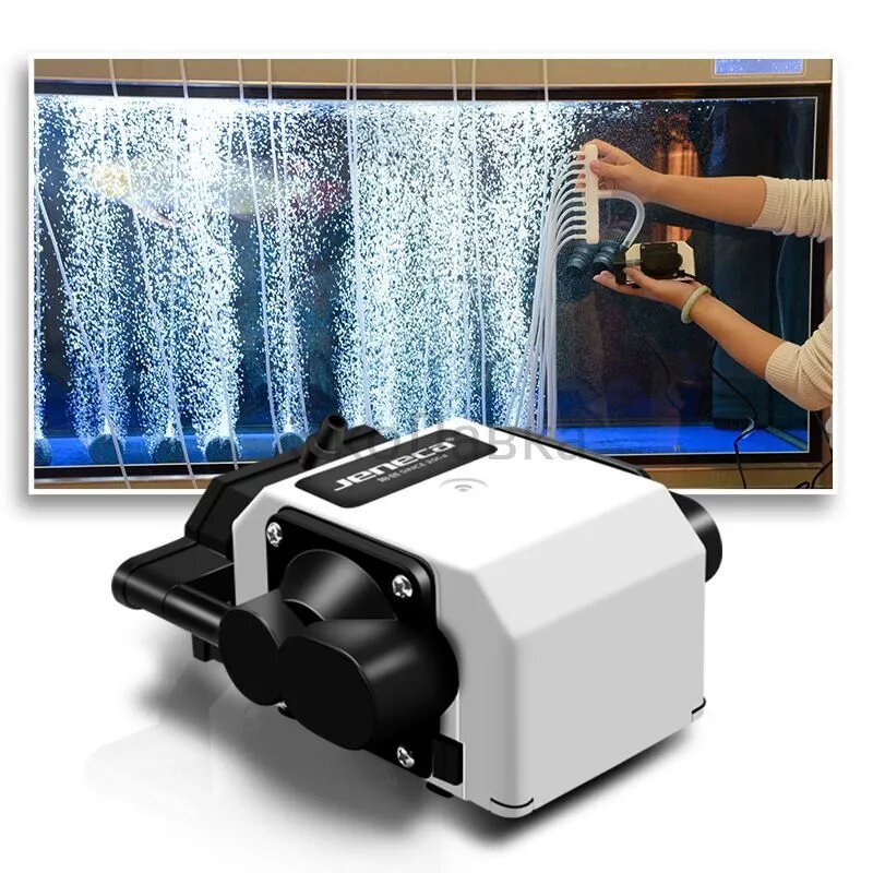 Аэратор для пруда JENNECA, мощность 25W, производительность 55 л/м, гребенка на 6 выходов, размеры 13.5x13x7 см — фото 1