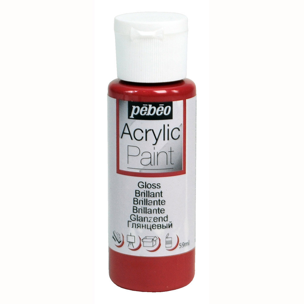 Краска акриловая Pebeo Acrylic Paint, декоративная, глянцевая, 59 мл, бордо
