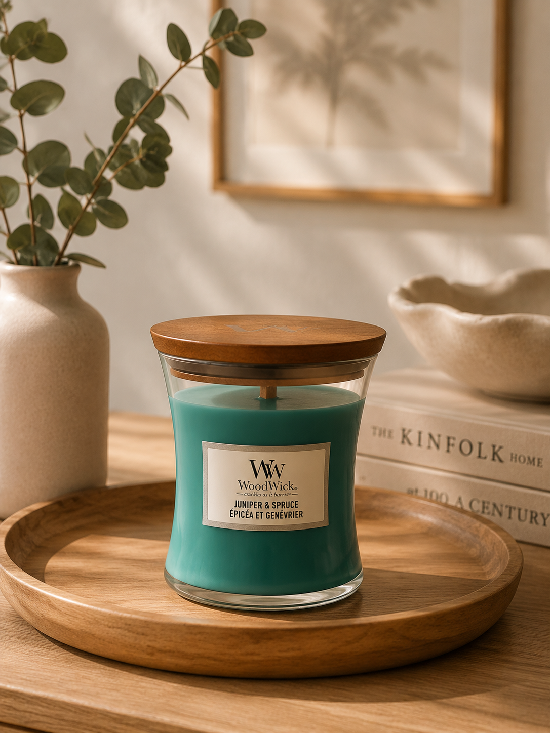 Woodwick/ Свеча ароматическая средняя Можжевельник и ель 275гр