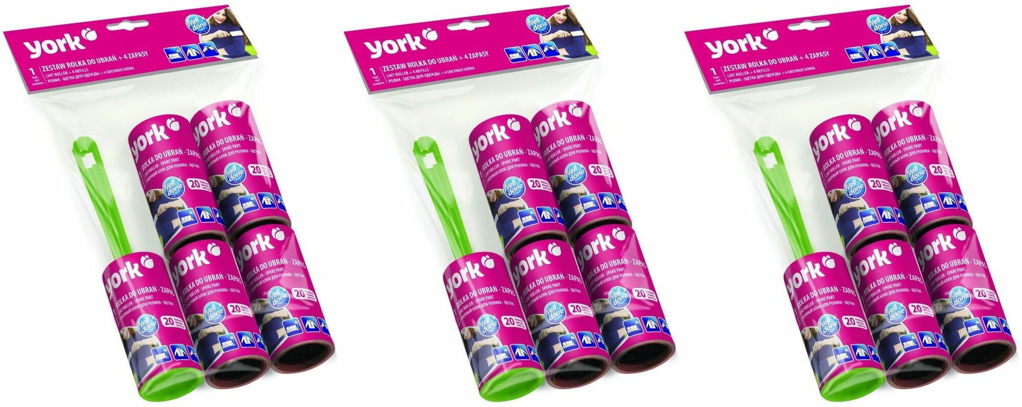 York Ролик для одежды Azur + 4 сменных блока, 3 уп