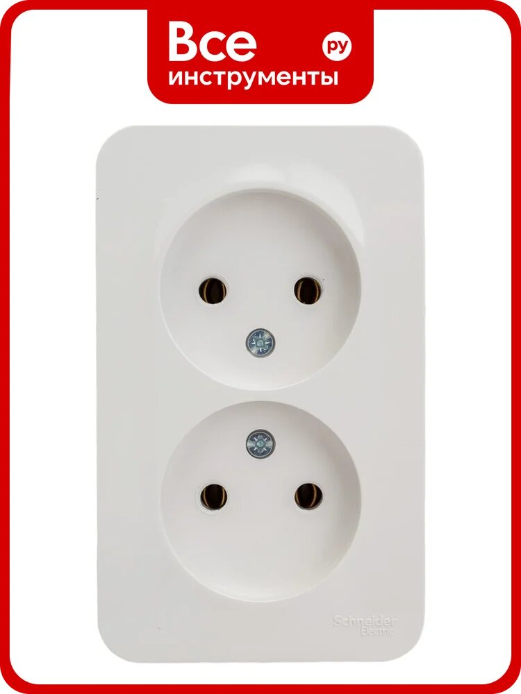 2-ая наружная розетка Systeme Electric Blanca Белый, без заземления, без шторок, 16А, 250В SE BLNRA000221