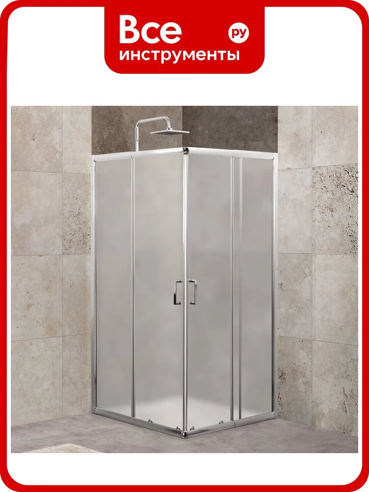 Душевой уголок BelBagno UNIQUE-A-2-85/100-M-Cr с анодированным алюминиевым профилем, матовым стеклом и квадратной формой
