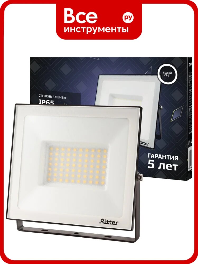 Светодиодный прожектор RITTER серия PROFI 230В 70 Вт 4000К 7000Лм IP65 черный 53418 5