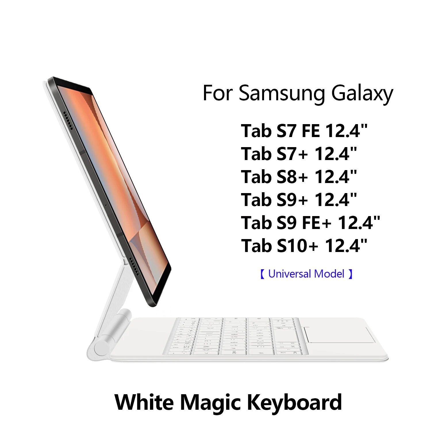 Клавиатура AJIUYU Magic Keyboard с подсветкой для Белый, S10 Plus 12.4-inch, White, English-Russian