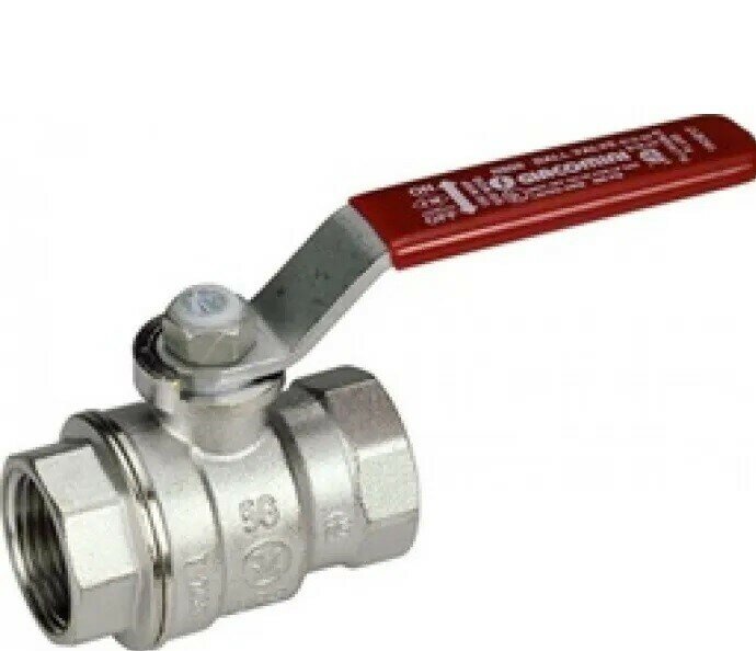 Шаровой кран Giacomini R850 1 1/2", внутренняя/внутренняя, ручка-рычаг красный, хромированный R850X027