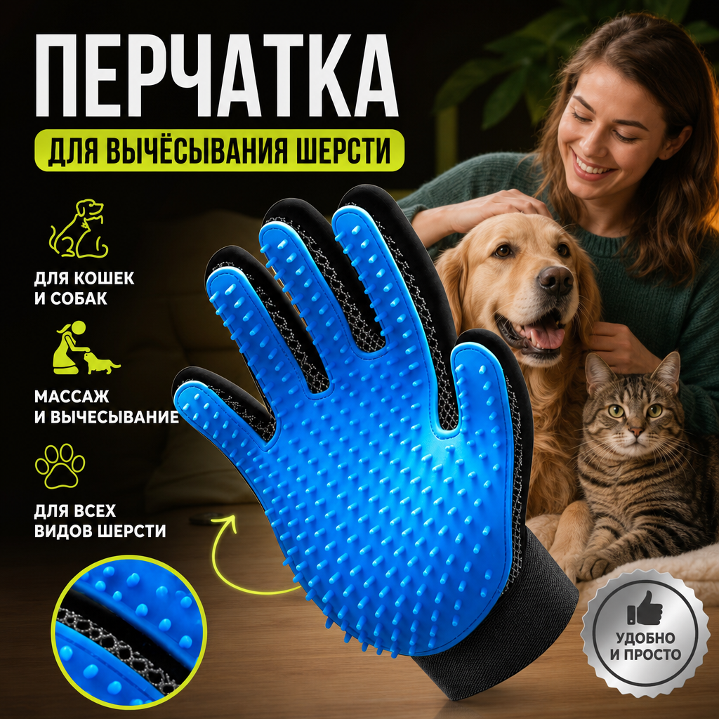 Профессиональная щетка для груминга собак, снижает линьку, массажный эффект