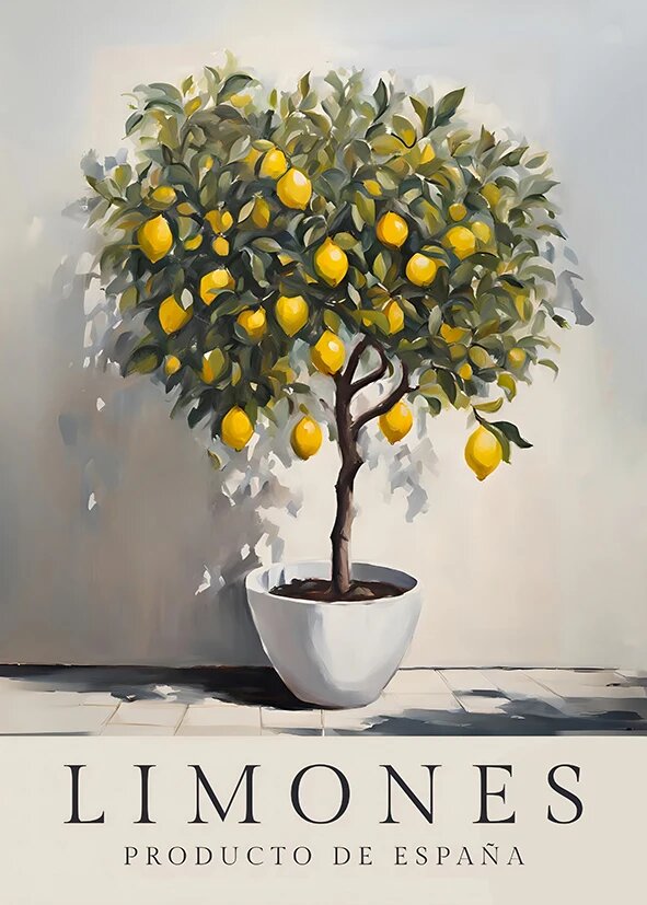 Лимонное дерево, картина на холсте 30x40 см, Желтый, TL3219