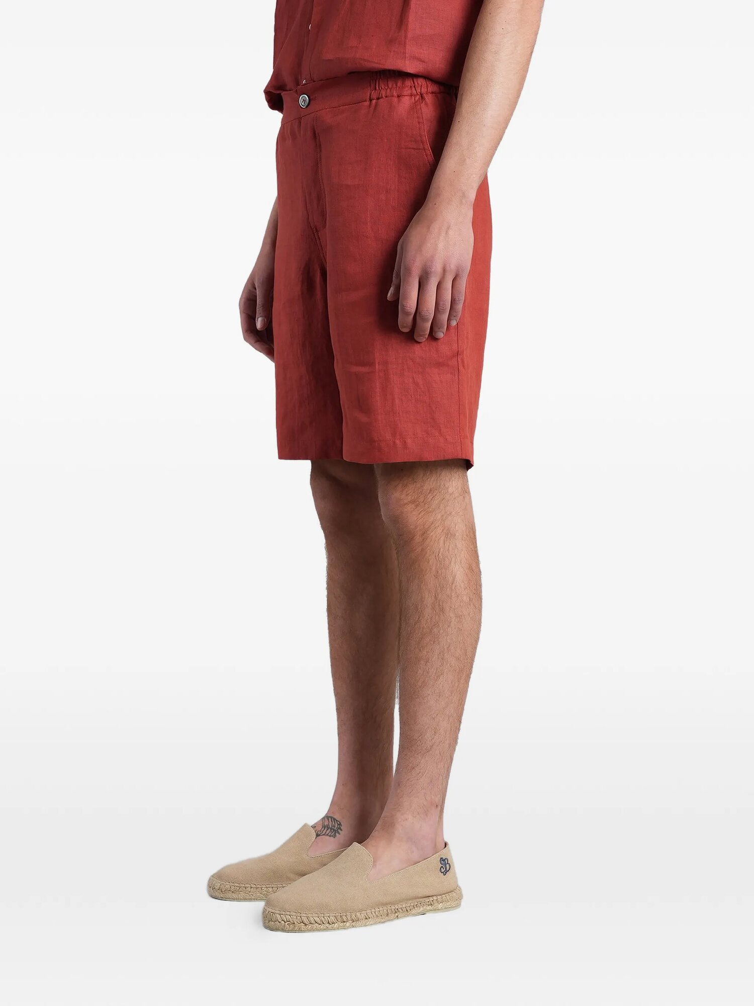 Шорты Alpha Studio Elasticated-waist linen shorts, размер 50 — фото 1