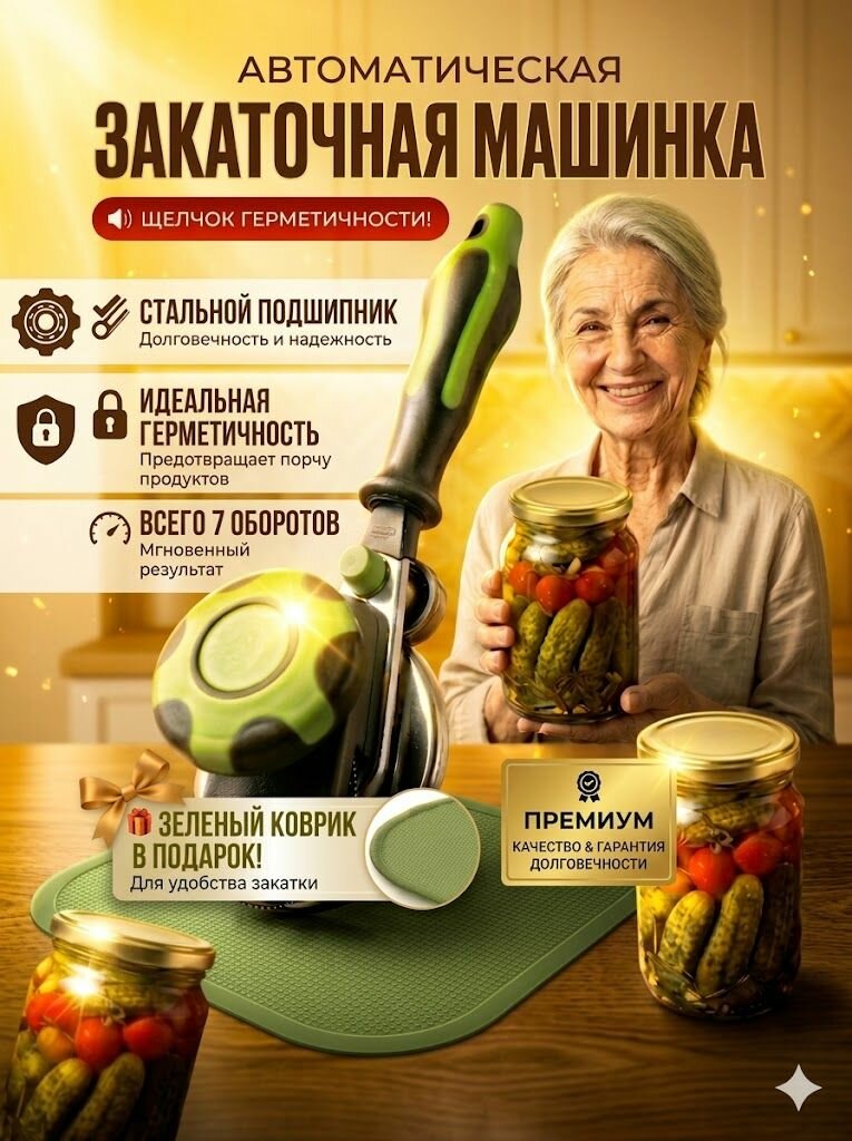 Закаточная машинка для банок Виктория 1 - щелчок; Закаточная машинка автоматическая для консервирования;