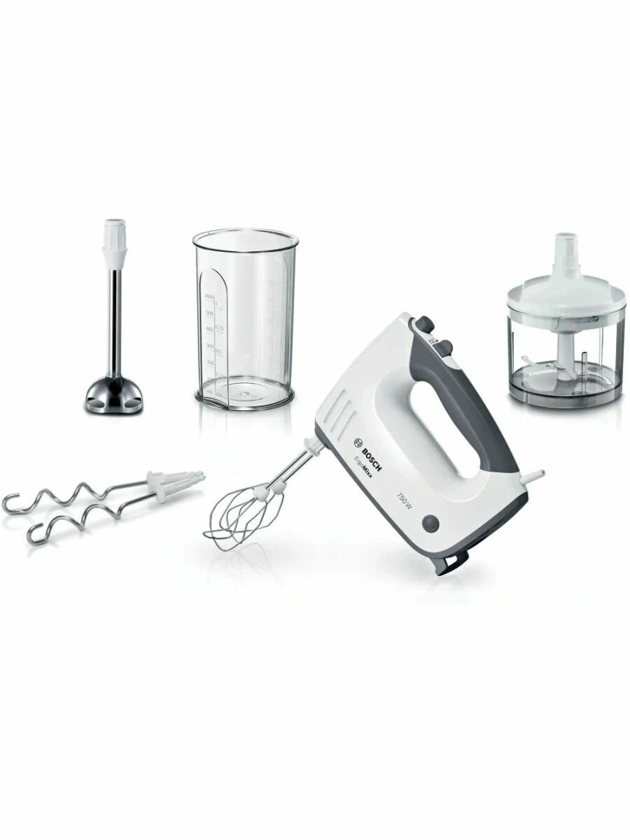 Миксер Bosch MFQ37480, ручной, белый и серый