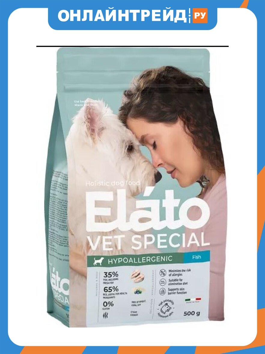 Корм сухой Elato Holistic Vet Special Hypoallergenic для собак всех пород с рыбой, 500 г
