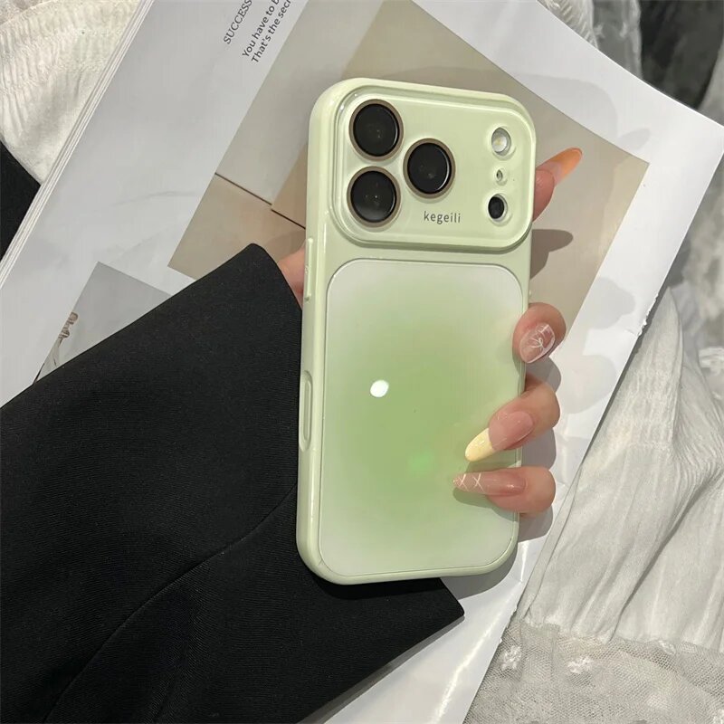 Чехол Gradient Halation с большим окном для камеры для iPhone 17 iPhone17 Про, Зеленый, Light Green