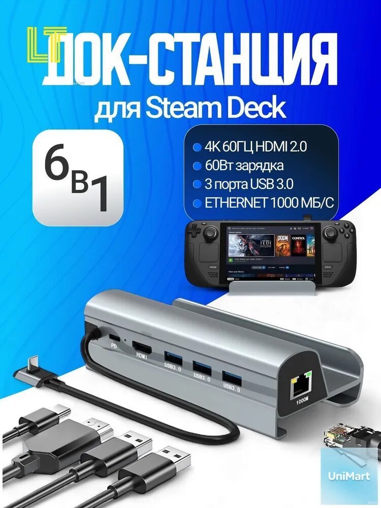 Док-станция для Steam Deck с HDMI и зарядкой