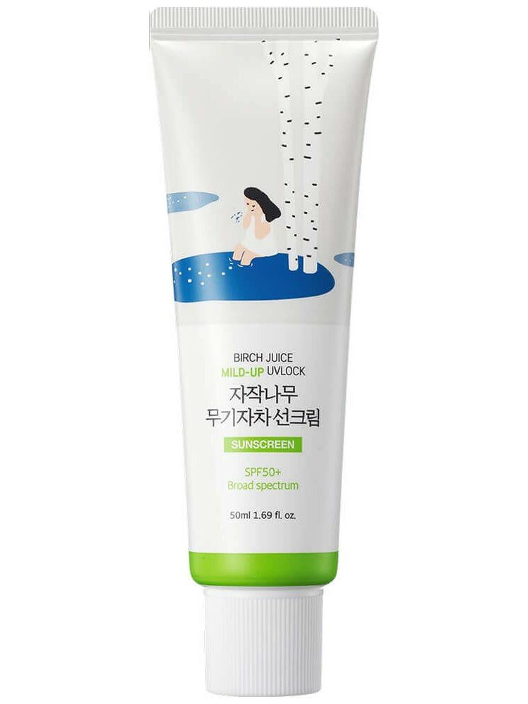 Мягкий увлажняющий солнцезащитный крем Round Lab Birch Juice Moisturizing Mild-Up Sunscreen, 50 мл