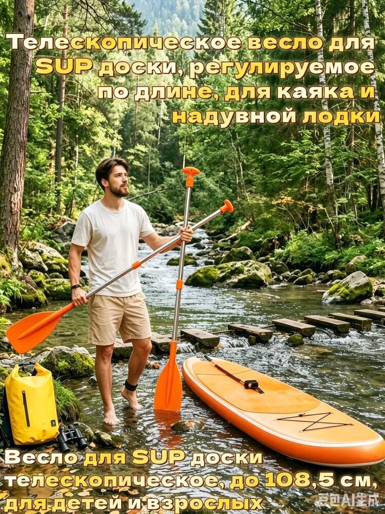 WTLH Весло для SUP-доски телескопическое, регулируемое по длине, для каяка и надувной лодки