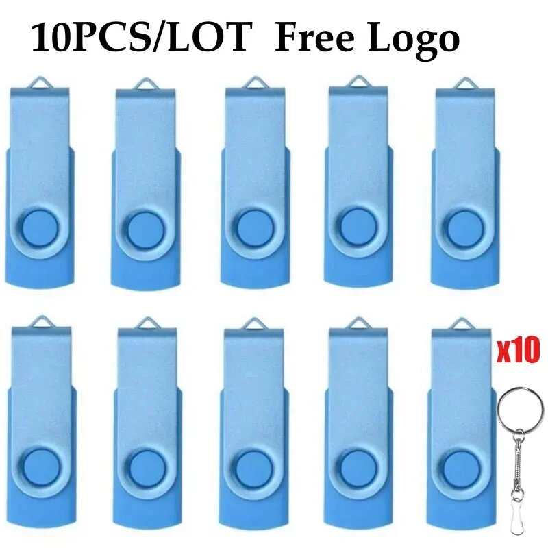 USB-флешки JASTER набор из 10 шт, 128/64/32/16 ГБ, цветные Синий, 128MB(Not GB), Light Blue Color9
