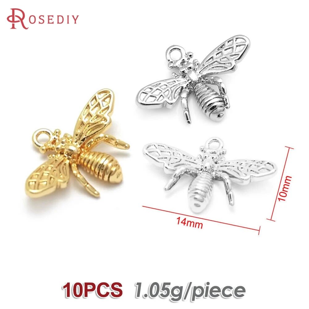 Подвески Rosediy латунь 18-каратное золото Silver Color, 14x10MM 10PCS