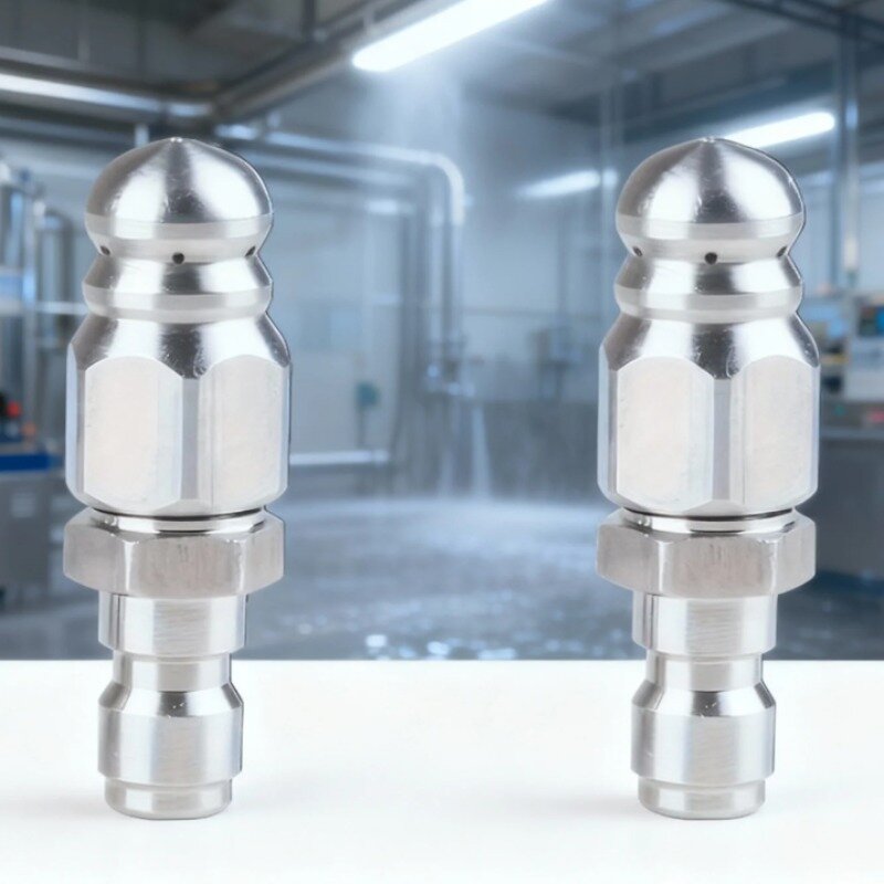Насадка для гидроочистки 1/4 дюйма, 6 задних форсунок, 5000 PSI, нержавеющая сталь, для прочистки засоров труб, быстрое подключение к пистолету, 2 шт. (Front 1 Back 6)