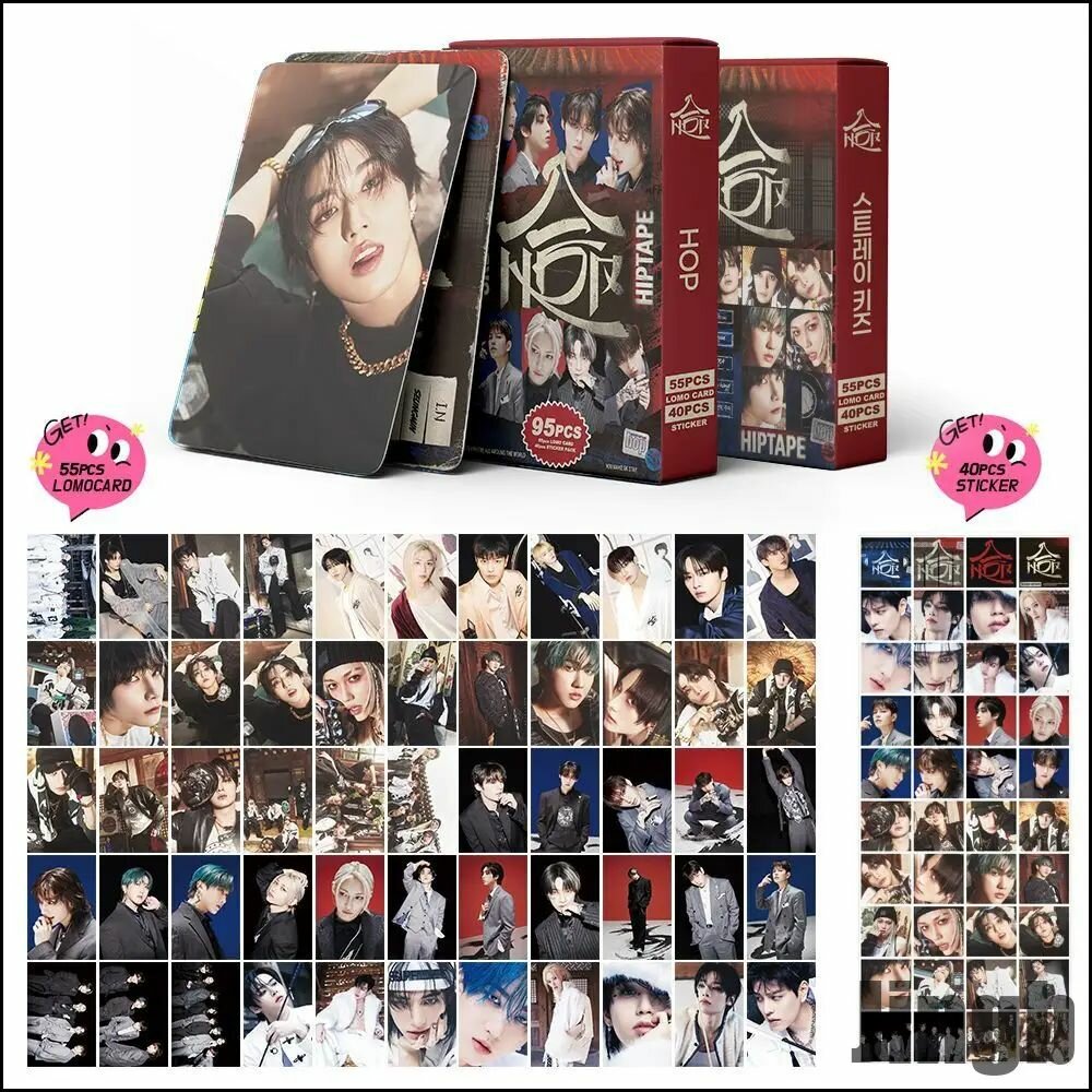 K-POP Stray Kids карты и наклейки 55 шт. Stray Kids альбом HOP карточки + 40 шт. Стрей Кидс альбом HOP наклеек Набор