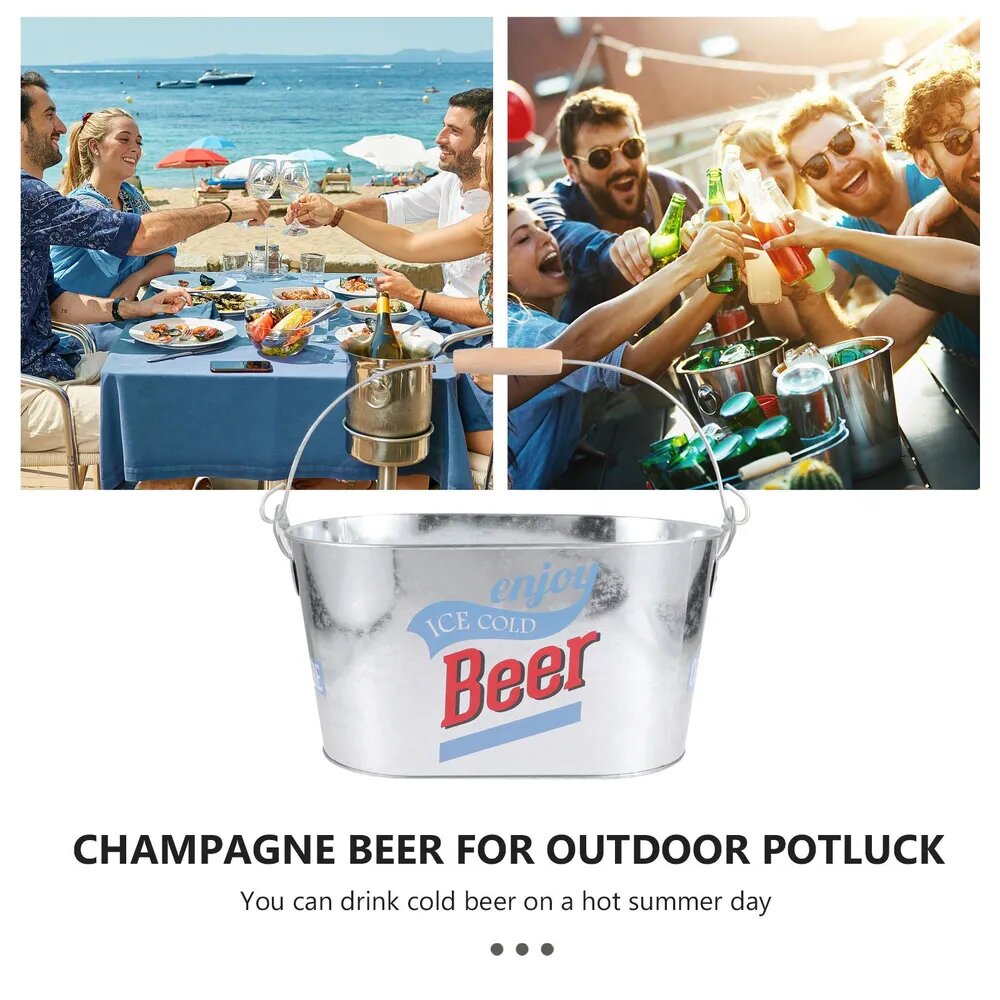 Ведерко для льда "Enjoy Beer" овальное железное, разноцветное, 30.33 см, Китай — фото 1
