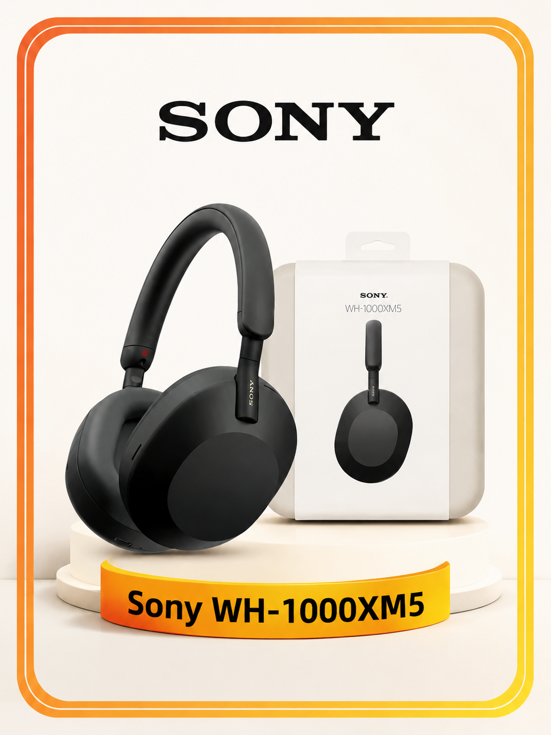 Sony Наушники беспроводные с микрофоном Sony WH-1000XM5, Bluetooth, USB Type-C, черный, черный матовый