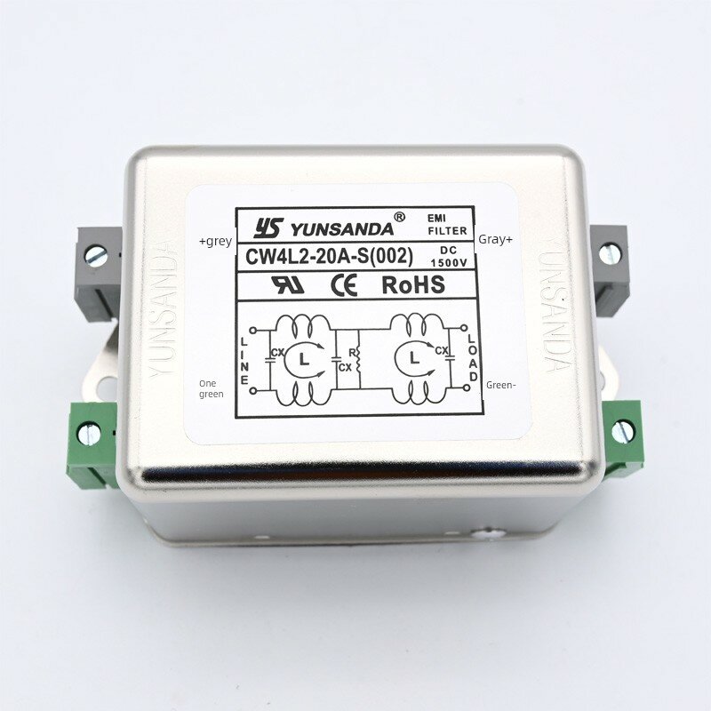 CW4L2-20A-S(002) DC фильтр клеммная колодка с рельсовым креплением, двойной фильтр для тока 20А, водонепроницаемая